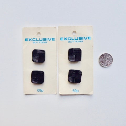 Black buttons, square buttons, vintage buttons. - Folksy