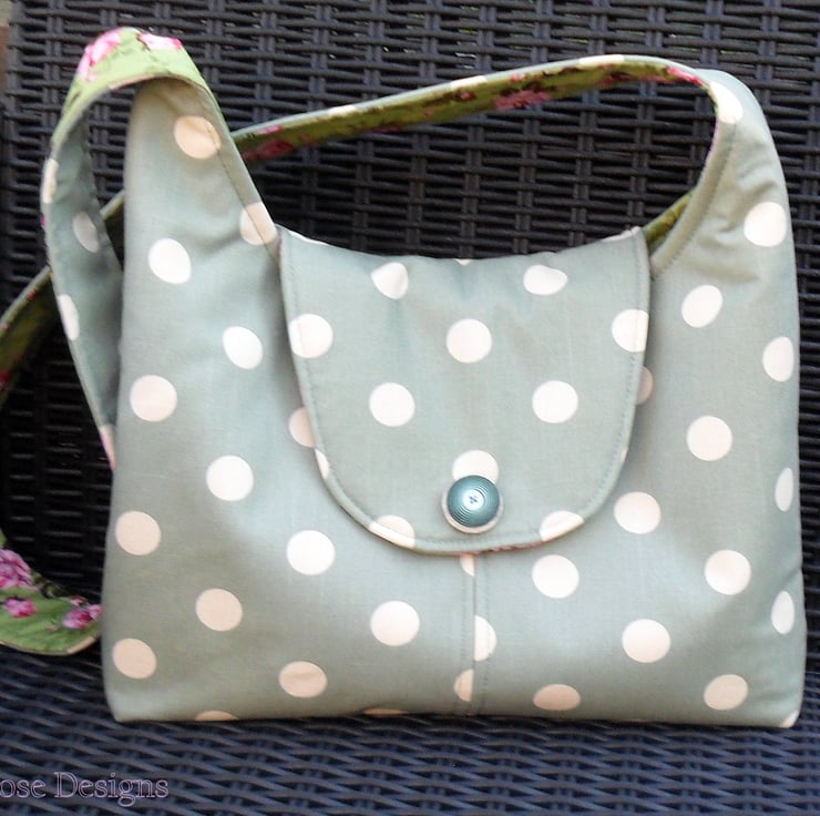 Green spotted hobo bag. Shoulder bag. - Folksy