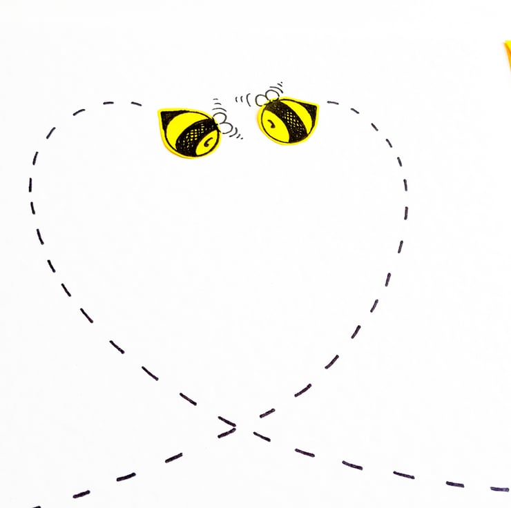 Bees Love Heart handmade cards 3x Pack, Birthda... - Folksy