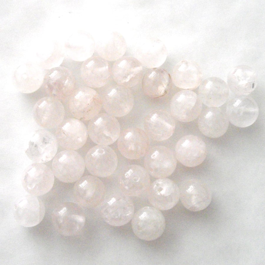 36 x 8 mm Round Rose Quartz Beads - Folksy
