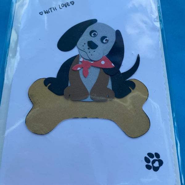 Cute Benjie dog sitting on his bone. - Folksy