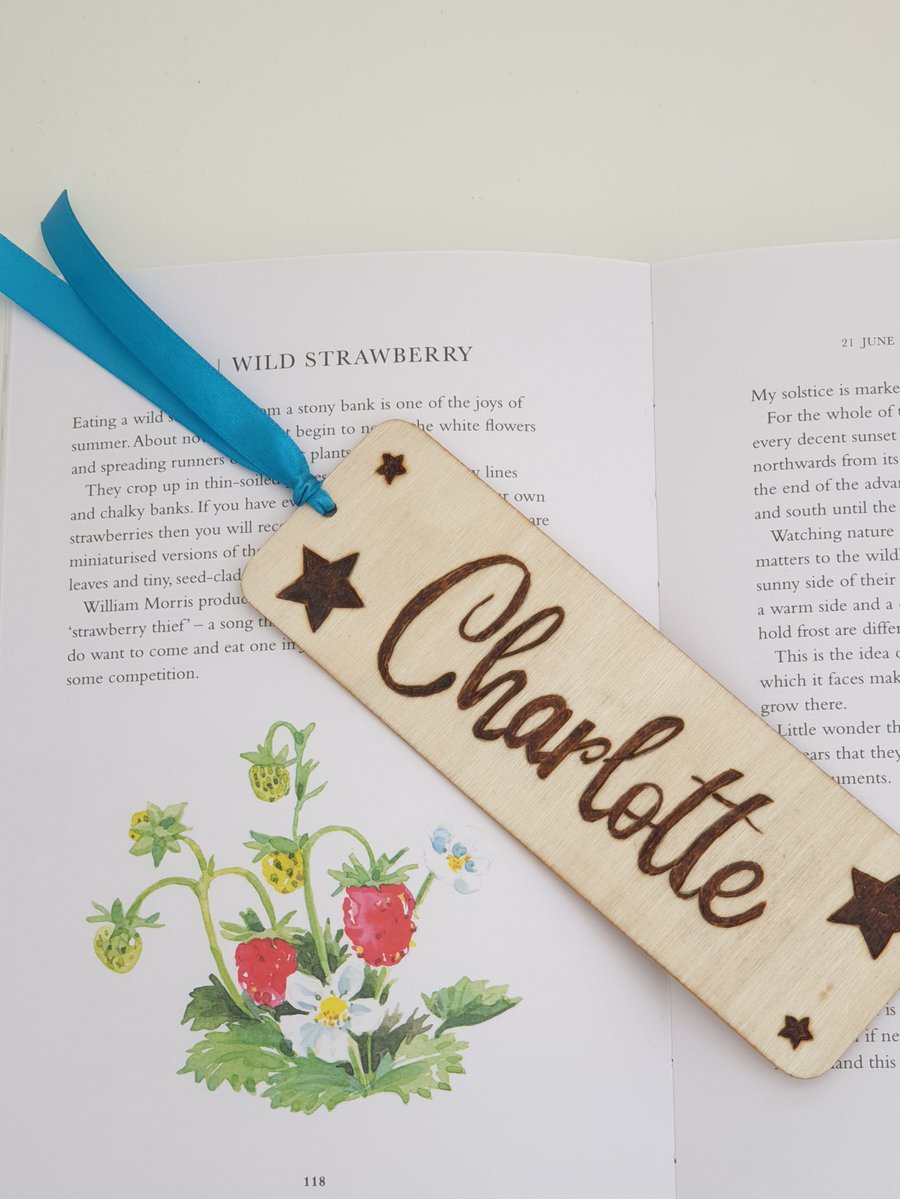 Personalised bookmark, name bookmark, handburnt... - Folksy