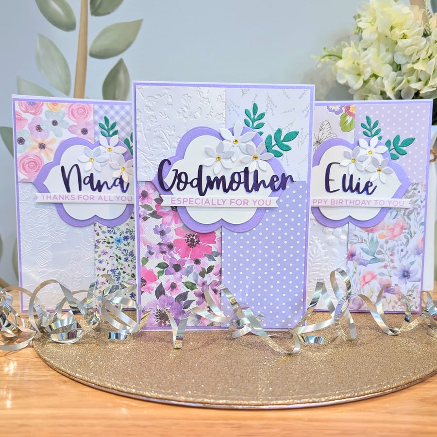 Purple Patchwork Birthday or Thank You Personal... - Folksy