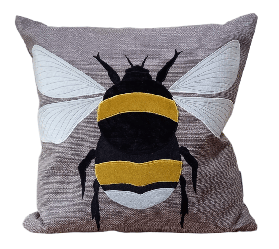 Golden Yellow Honey Bee Cushion - Folksy