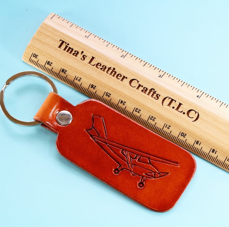 Hand Carved Cessna Leather Keyring, Plane Leath... - Folksy