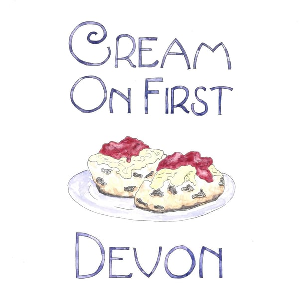 Cream On First - Line & Wash Mounted Waterc... - Folksy