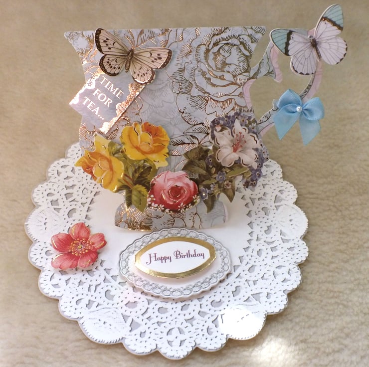 Luxury Handmade Tea Cup Birthday Card - Folksy