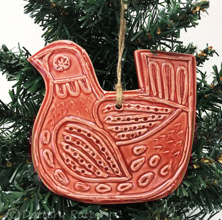 Ceramic Partridge decoration Pottery Bird red - Folksy