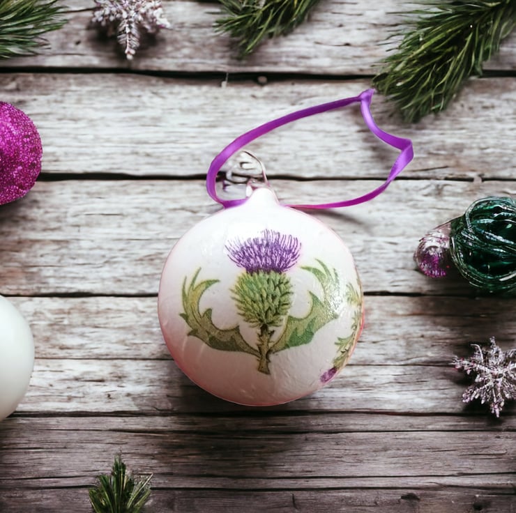 Scottish Thistle Ceramic Bauble, Hanging Christ... - Folksy