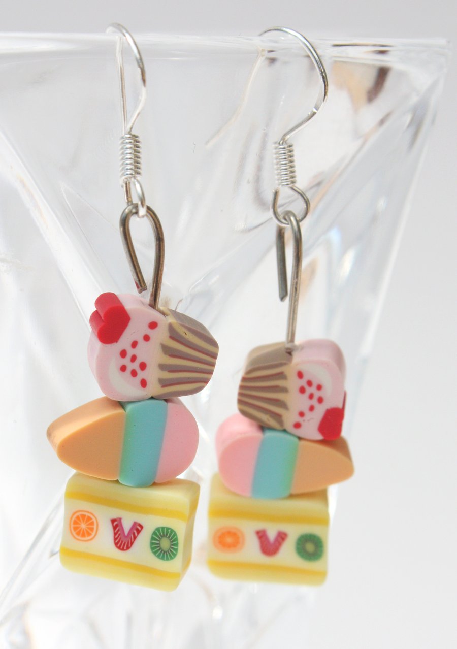 Three Sweet Earrings on Sterling Silver Hooks - Folksy