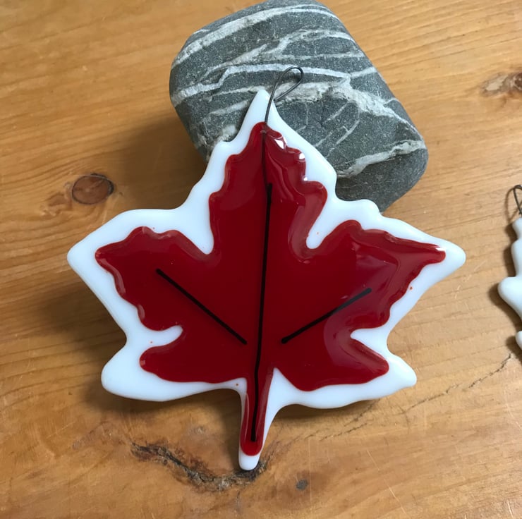 fused Glass leaves, set of three, oak, sycamore... - Folksy