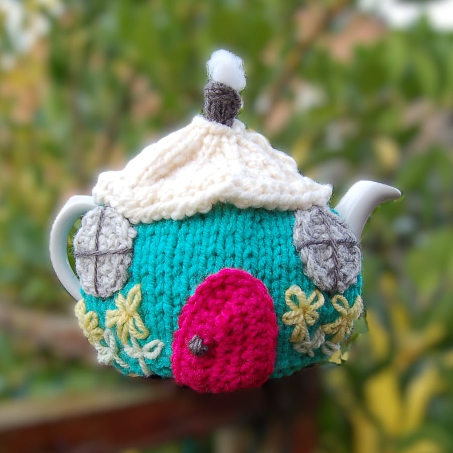 Country cottage tea cosy - hand embroidered - t... - Folksy
