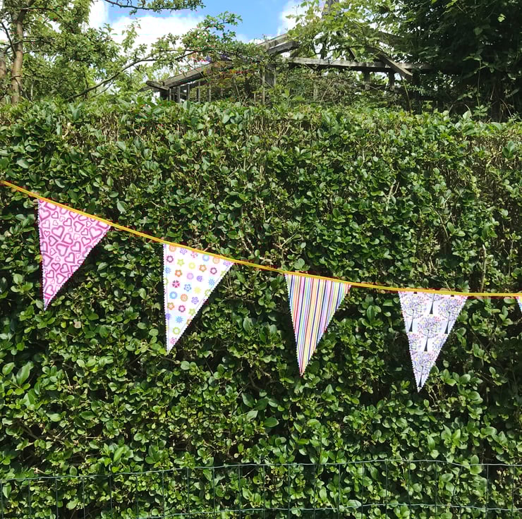 Handmade Multicoloured Fabric Bunting - Folksy