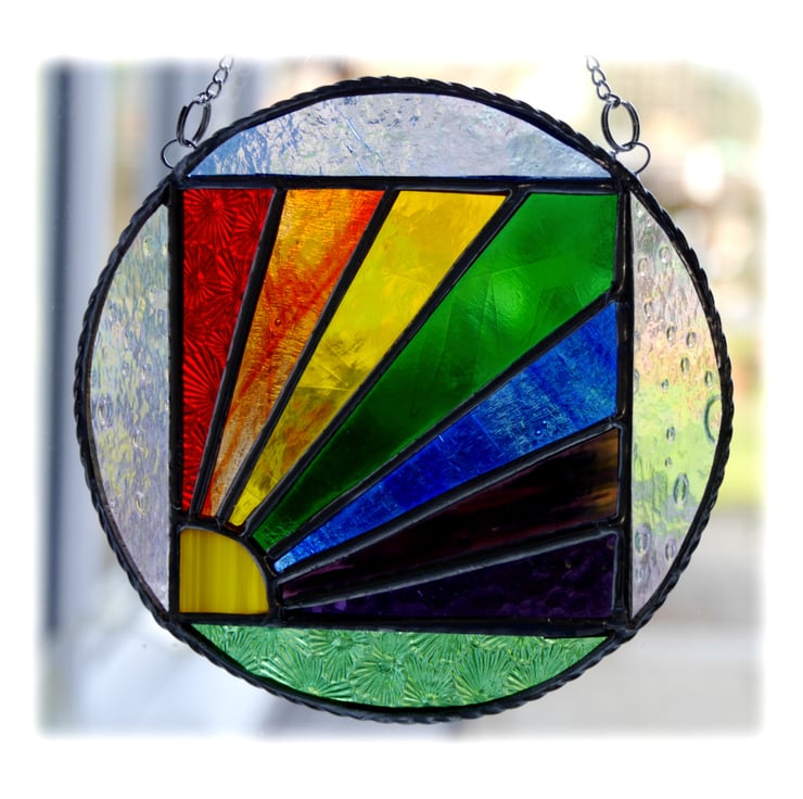 Rainbow Weather Suncatcher Stained Glass Handma... - Folksy
