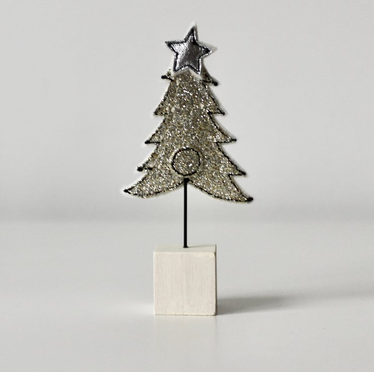 A Glittery Christmas Tree with Painted Wooden B... - Folksy