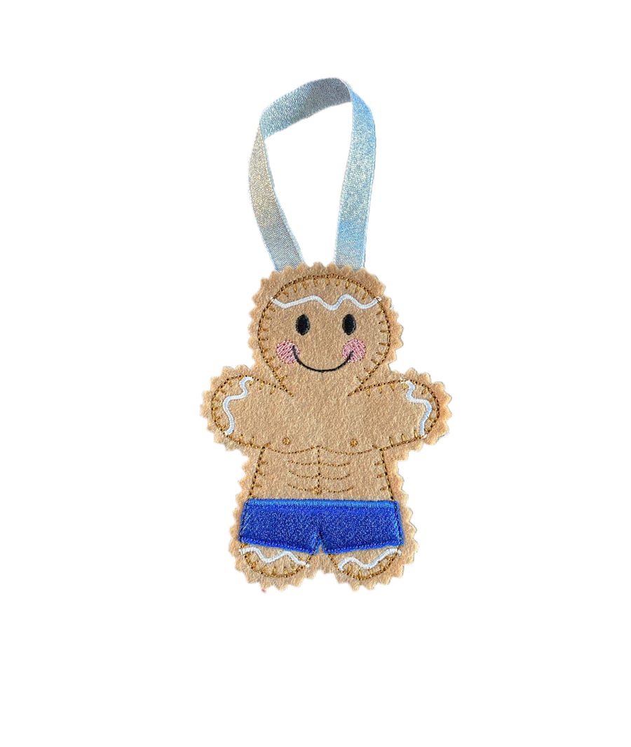 Body Builder Gym Gingerbread Man Felt Decoration - Folksy