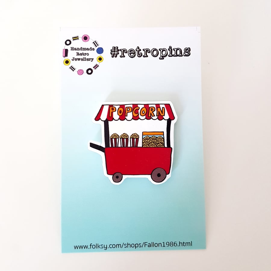 Retropins - Popcorn Stand Pin - Folksy