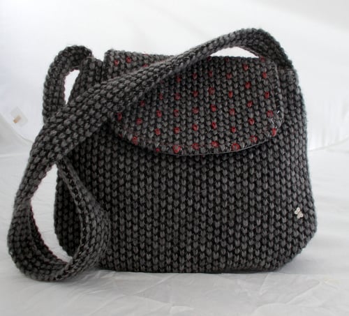 Shoulder bag in grey knitted lookalike fabric - Folksy