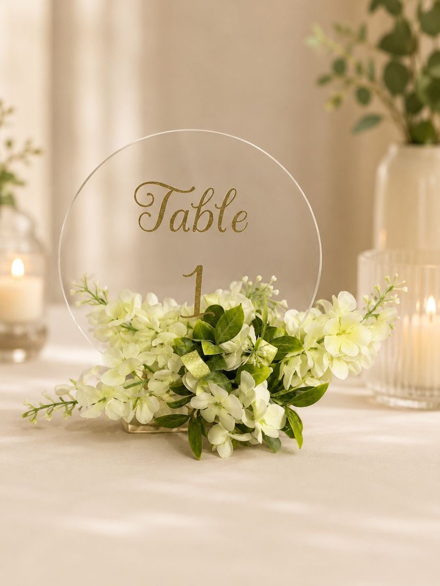 Wedding table numbers with artificial flowers d... - Folksy