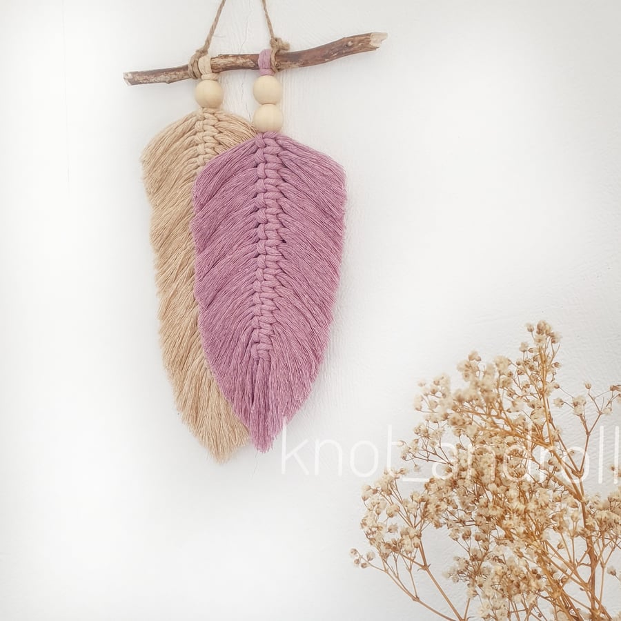 Macrame feathers leaves , boho decoration, wal... - Folksy