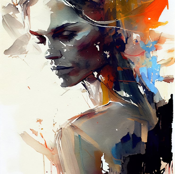 Abstract Woman Portrait Print - Evocative 5x7 W... - Folksy