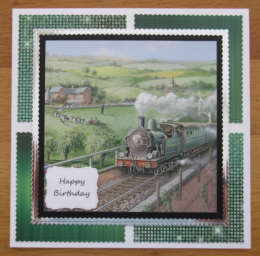 Steam Train - 7x7" Birthday Card - Folksy