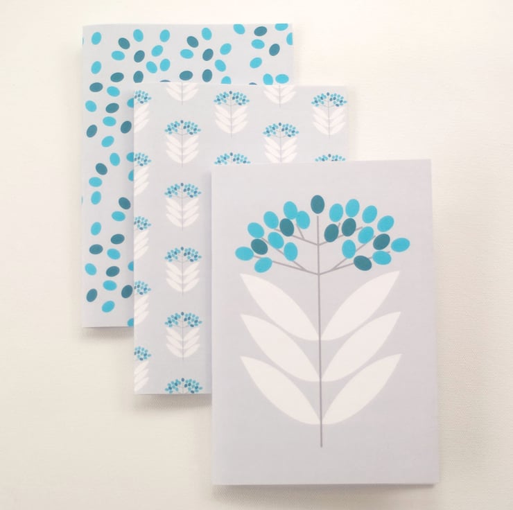 Blue Elderberry Notebooks Set of 3 - Folksy