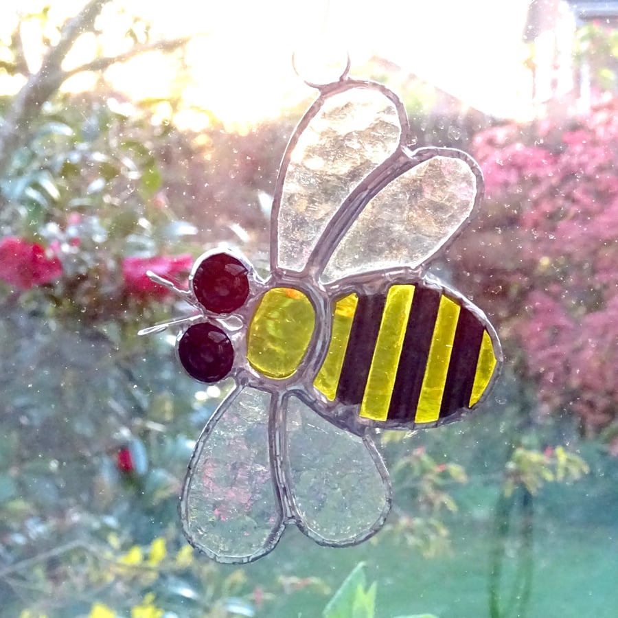 Stained Glass Bee Suncatcher - Folksy