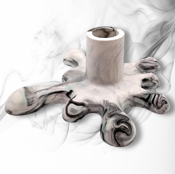Modern Candlestick - Smoky Grey Splat Shaped Ma... - Folksy