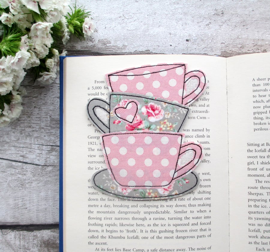 Tea cups bookmark, book lover gifts - Folksy