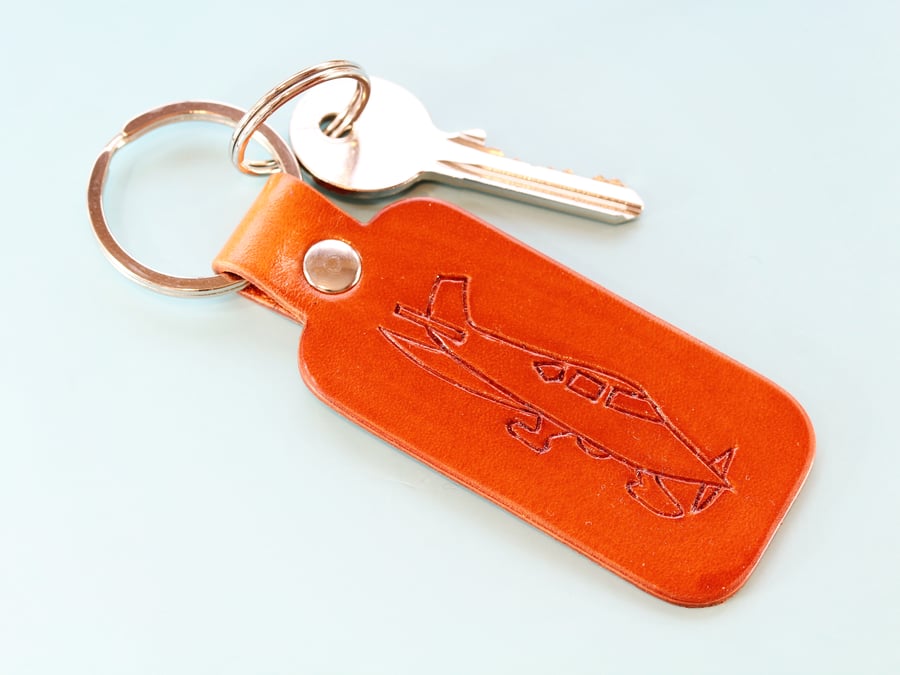Hand-Carved Cirrus Plane Leather Keyring, Uniqu... - Folksy