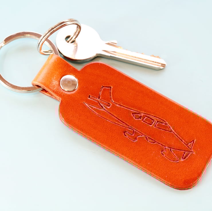 Hand-Carved Cirrus Plane Leather Keyring, Uniqu... - Folksy