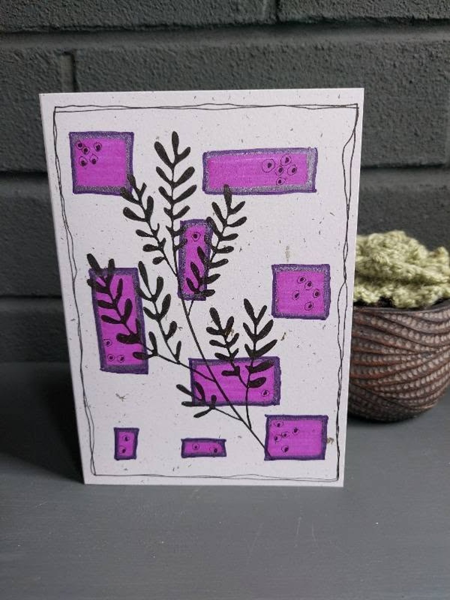 A modern botanical blank greeting card with han... - Folksy