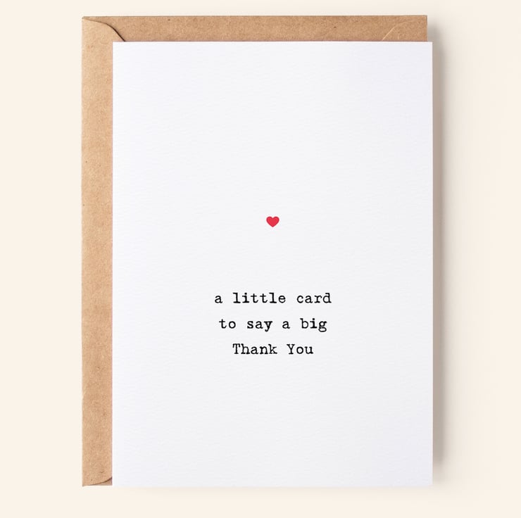 Little Card Big Thank You Greeting Card in Type... - Folksy