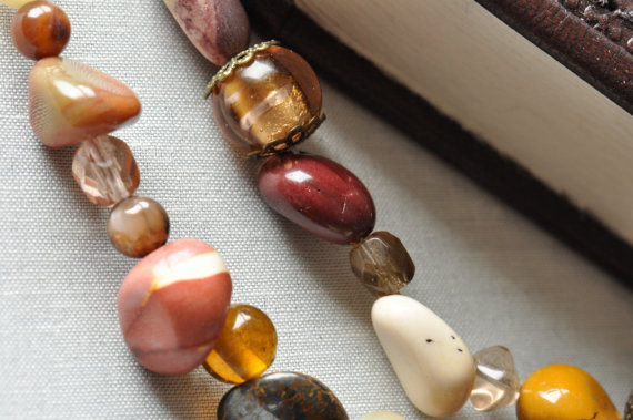 Mookaite Charm Mookaite & Glass Bead Necklace - Folksy
