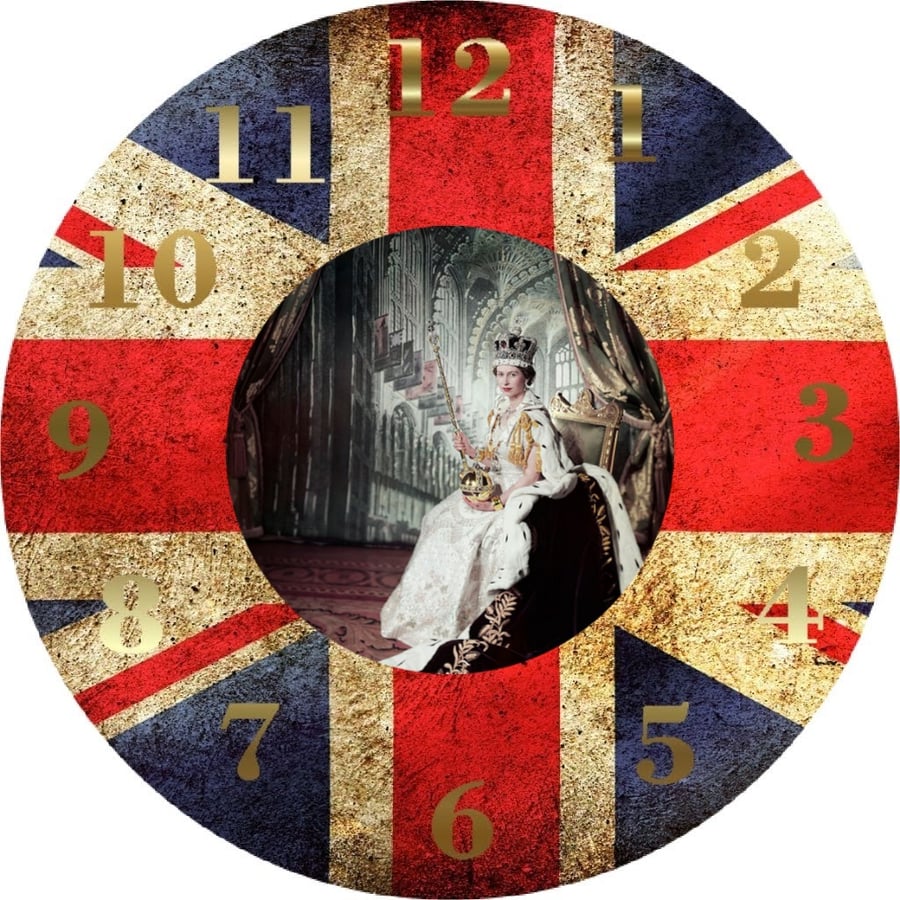 Queen Elizabeth II Platinum jubilee clock - Folksy