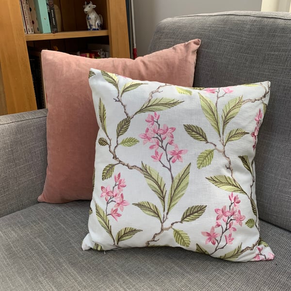 Spring blossom embroidered linen cushion cover - Folksy