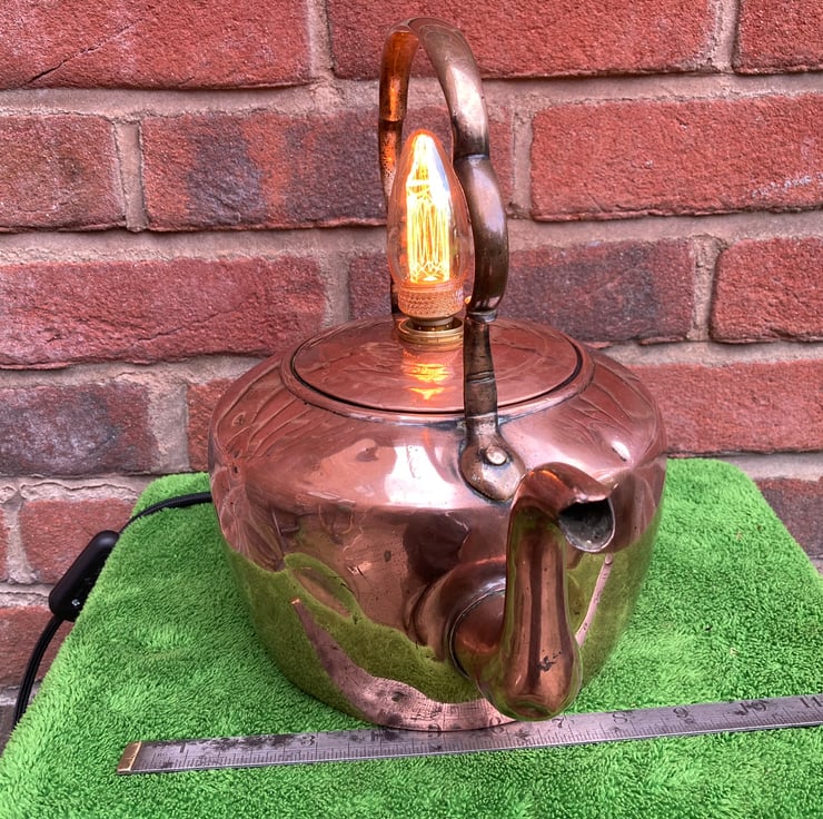 Copper Kettle Table Lamp, Farmhouse or Cottage ... - Folksy