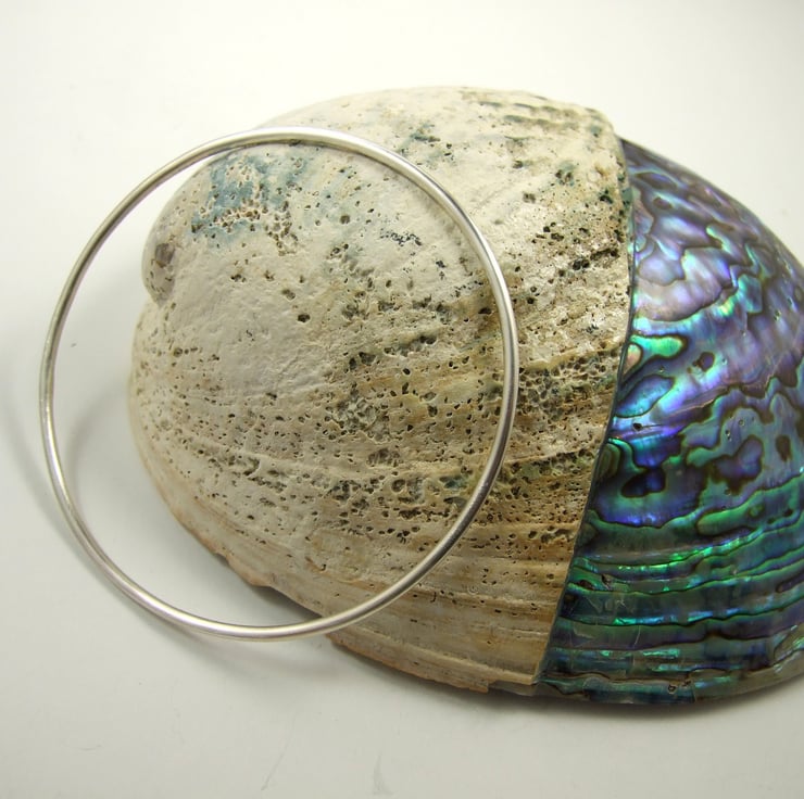 Sterling Silver Simple Hammered Bangle - Folksy