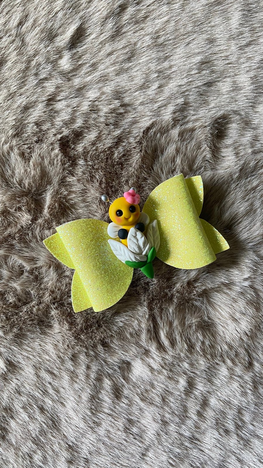 Sunshine Yellow Hair Bow with Sparkling Glitter... - Folksy