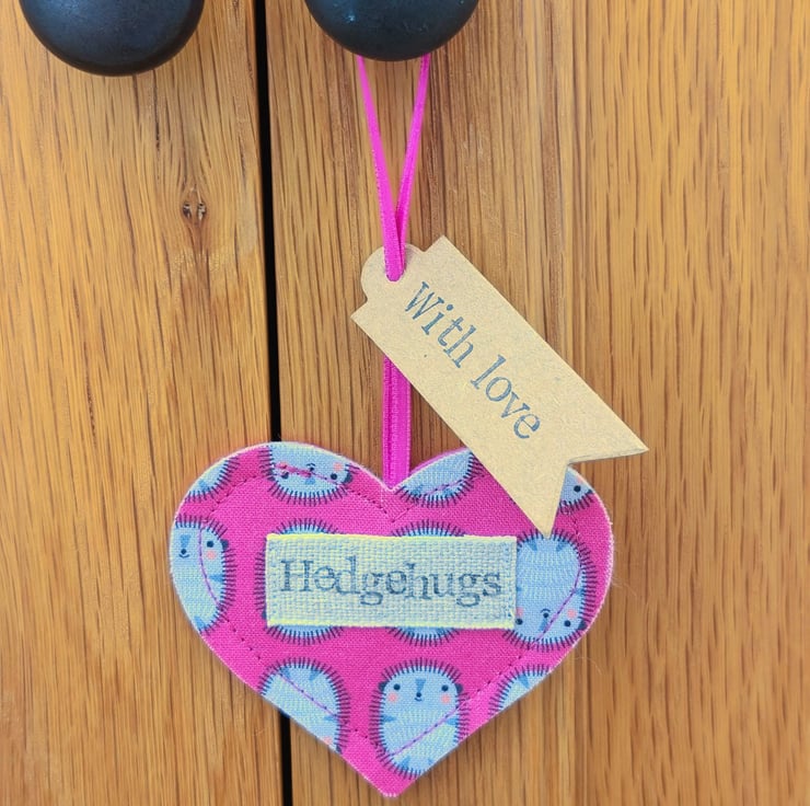 Hedgehugs Hanging Heart Decoration with Plantab... - Folksy