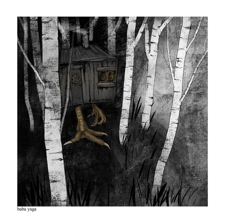 Baba Yaga Folklore Art Print - Slavic Folklore ... - Folksy
