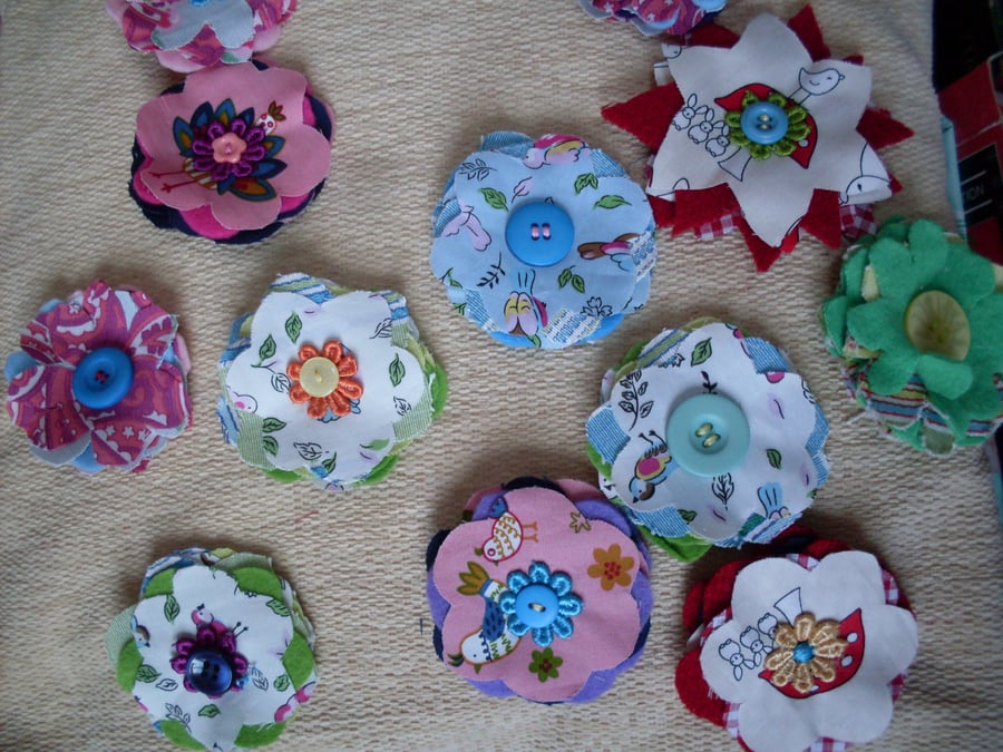 Fabric Flower brooch - Folksy