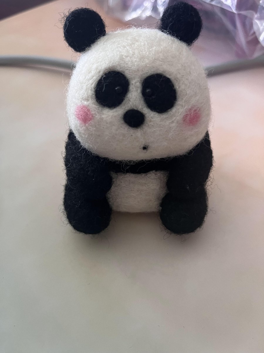 Handmade wool felt panda - Folksy