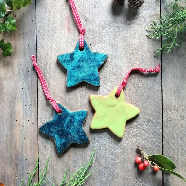 Trio of Pottery Stars. - Folksy