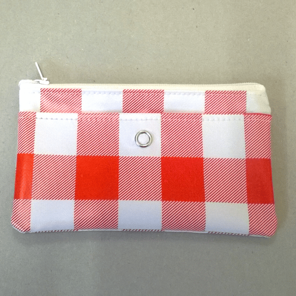 Red checked coin purse, Made with PVC vinyl, Sm... - Folksy