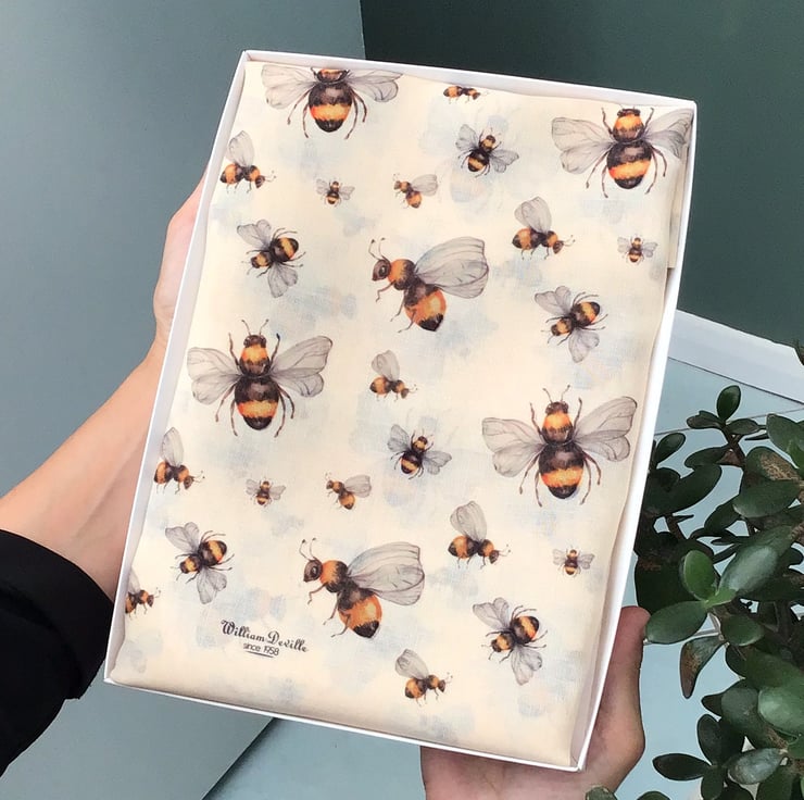 Hand Printed Bee scarf - Bee gift - personalise... - Folksy