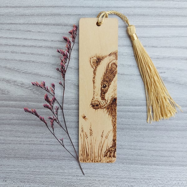 Badger unique wood bookmark. Gift for nature lo... - Folksy