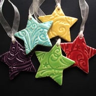 Ceramic Christmas Stars set of 5 - Folksy