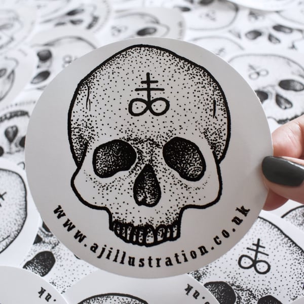 Die Cut Vinyl Skull Stickers - Hand drawn illus... - Folksy